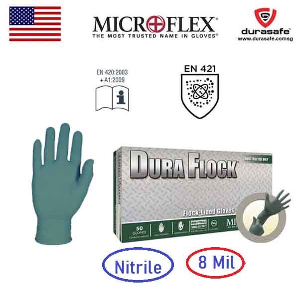 MICROFLEX DFK-608 Dura Flock Flock-lined Powder Free Nitrile Disposable ...