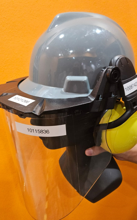 MSA V-Gard Slotted Safety Helmet, Fas-Trac Suspension c/w Earmuff ...