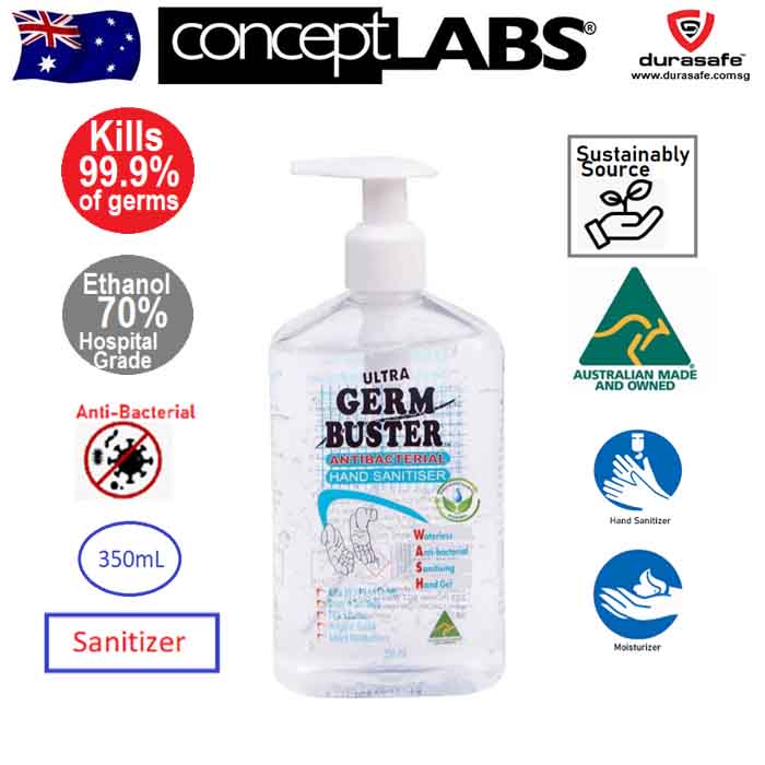CONCEPT LABS GB350P - Germ Buster Antibacterial Hand Gel 350ml Pump ...