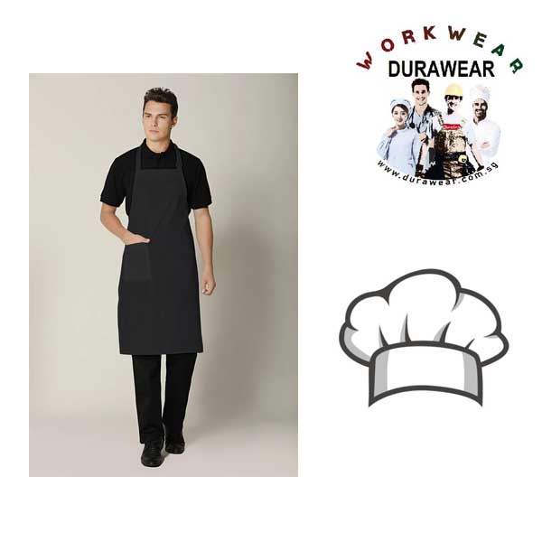 Durawear Black Chef Bib Apron - Durasafe Shop