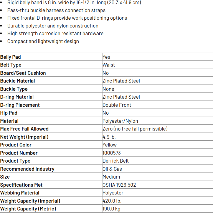 DBI-SALA 1000573 Derrick belt with work positioning rings and pass-thru ...