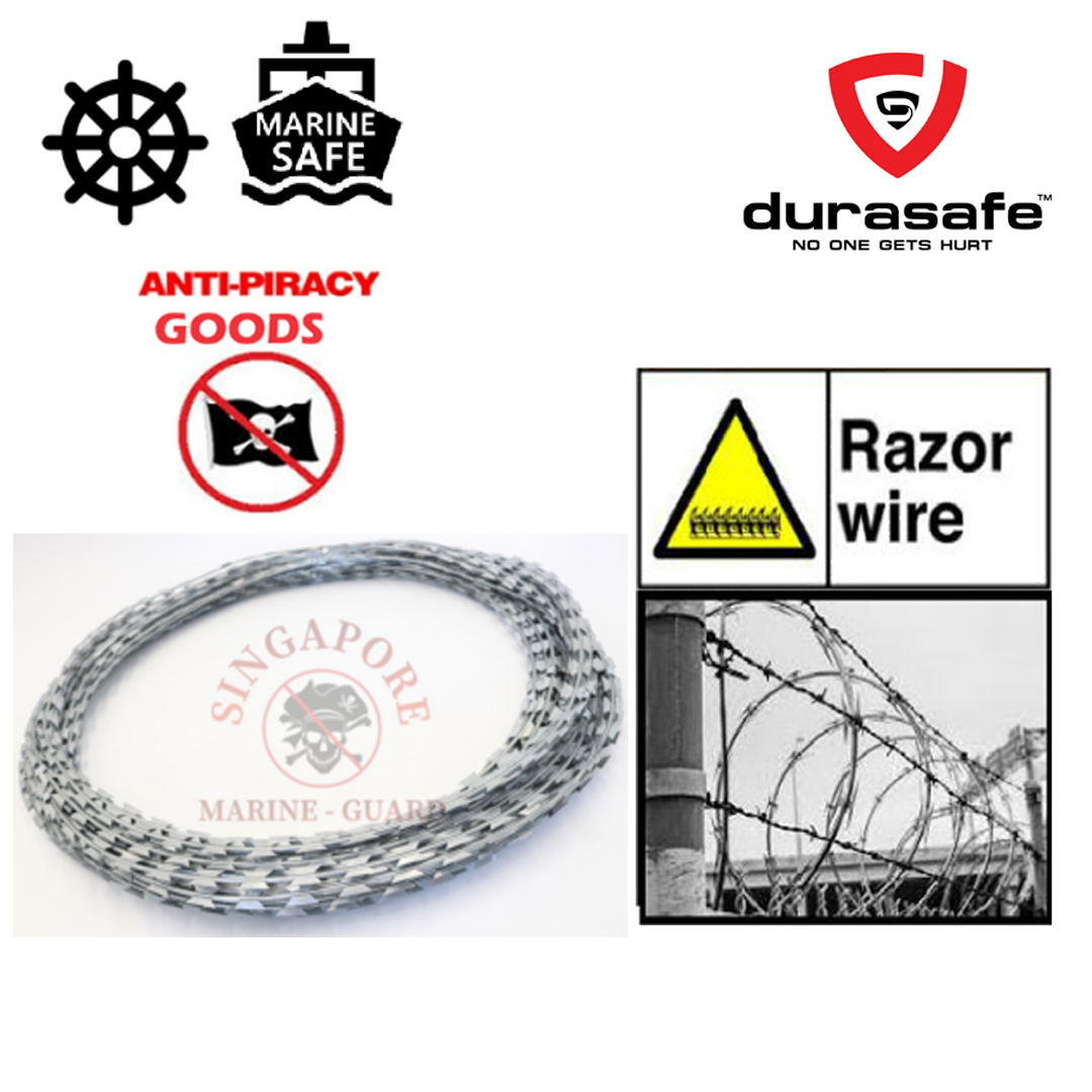 Marine Safe Razor Wire Crossed Loop Galvanized Steel 900mm x 20meter ...